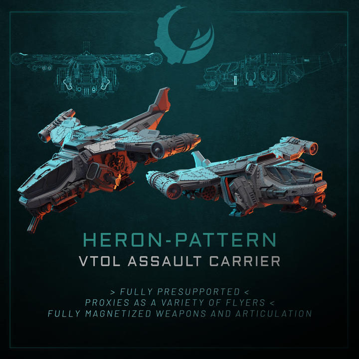 3D Printable Heron-Pattern VTOL Assault Carrier by Maelstrom Designworks