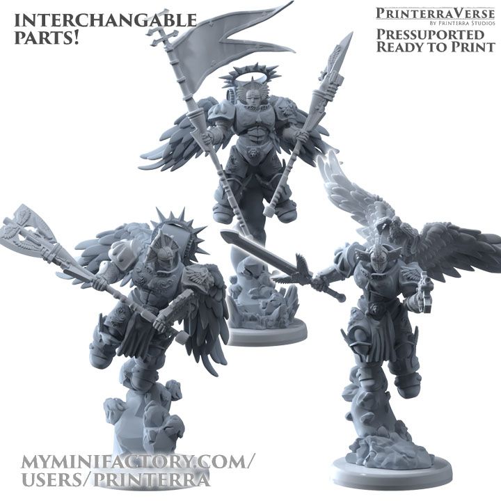 3D Printable 042 SANGREAL Winged Blood Guard by Printerra Studios