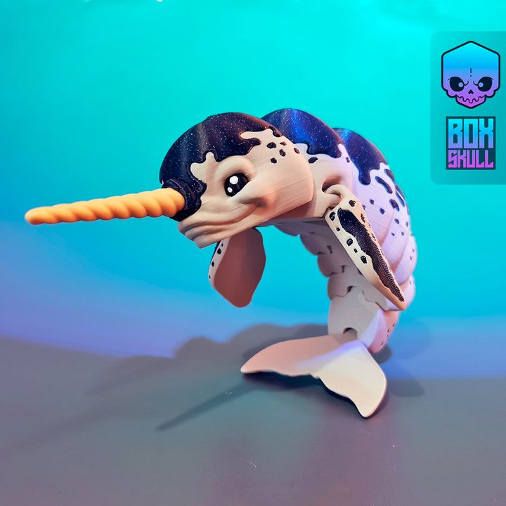 3D Printable NARWHAL (FLEXI, PRINT-IN-PLACE, ARTICULATED) by BOXSKULL