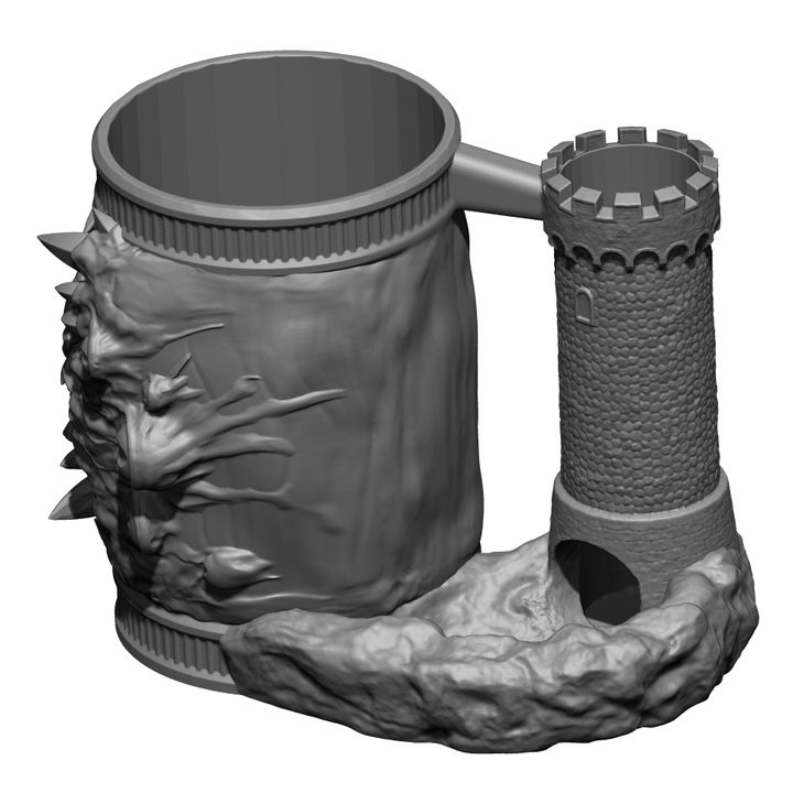 3D Printable MIMIC MUG DICE TOWER by DRAGONSCAVE