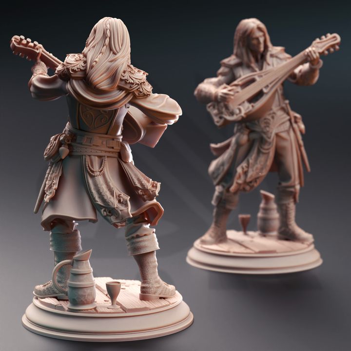 3D Printable Elven Fortune Bard - Ereviel Eight Toes by DM Stash