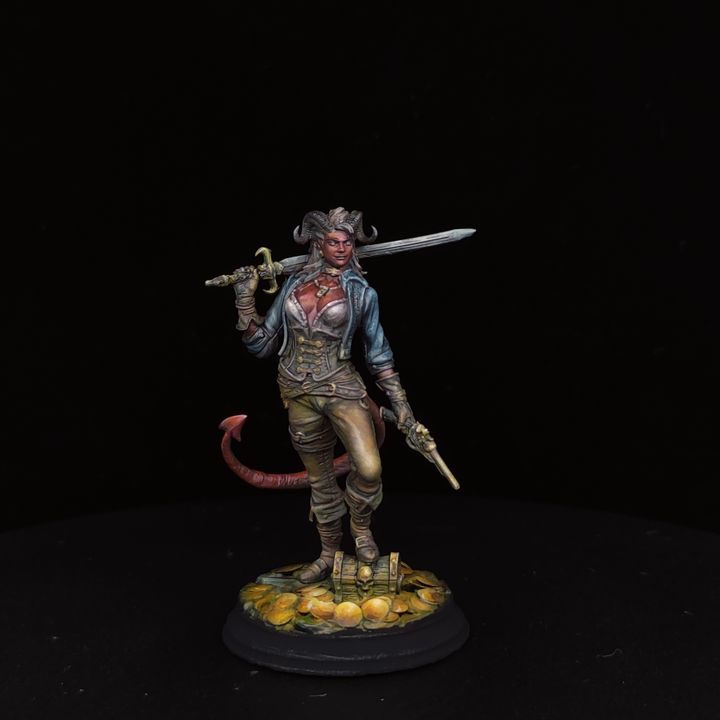 3D Print of Tiefling Rogue Scoundrel - Syntheia the Daring by Janoo