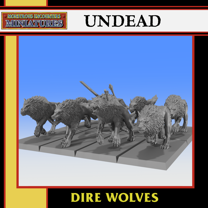 3D Printable UNDEAD: Dire Wolves Unit by Monstrous Encounters