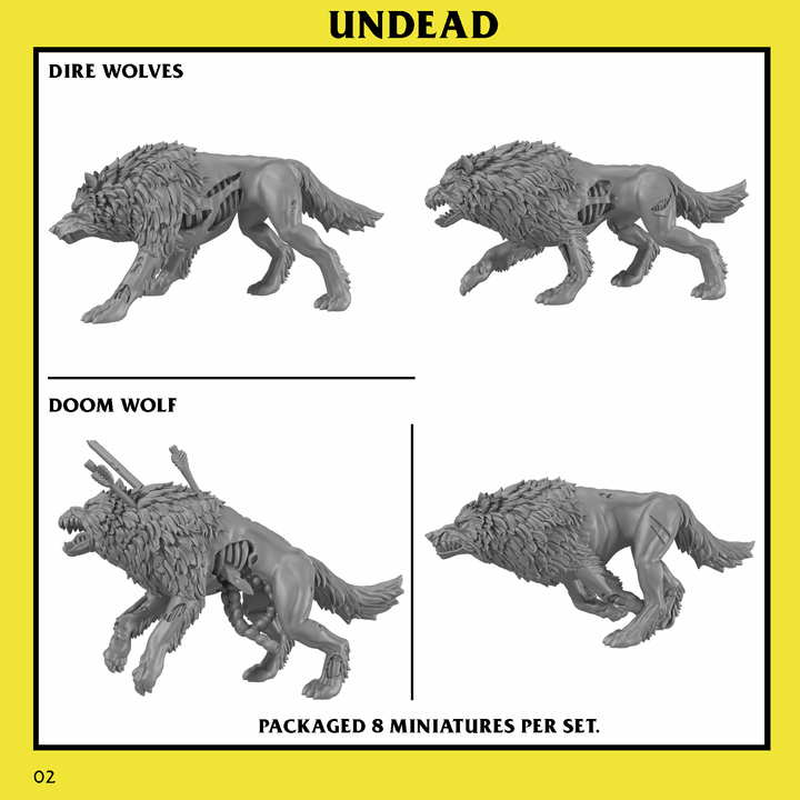 3D Printable UNDEAD: Dire Wolves Unit by Monstrous Encounters