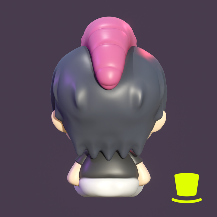 3D Printable Chibi Boy with Pink Worm Friend by OBUNAGA 3D