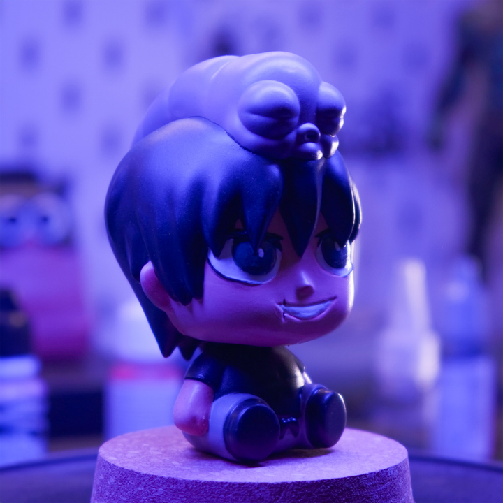 3D Printable Chibi Boy with Pink Worm Friend by OBUNAGA 3D