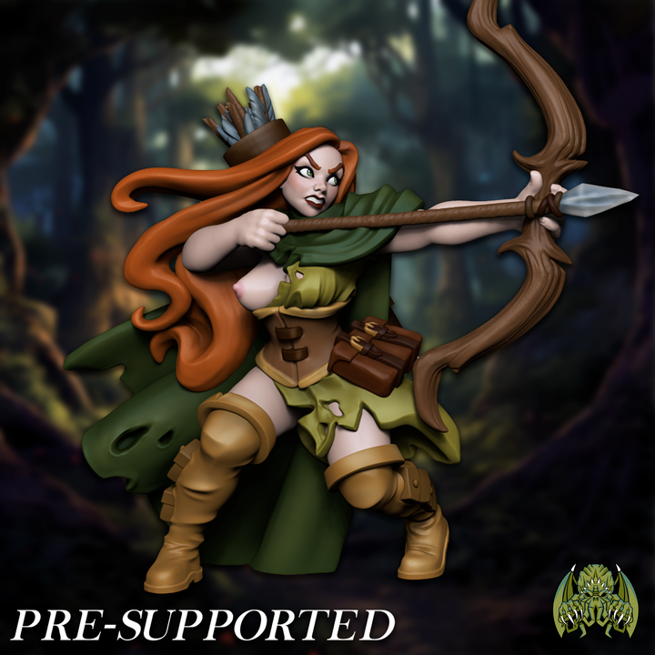 3D Printable [NSFW] Florence The Archer [PRE-SUPPORTED] Female Ranger Archer by Miniatures of ...