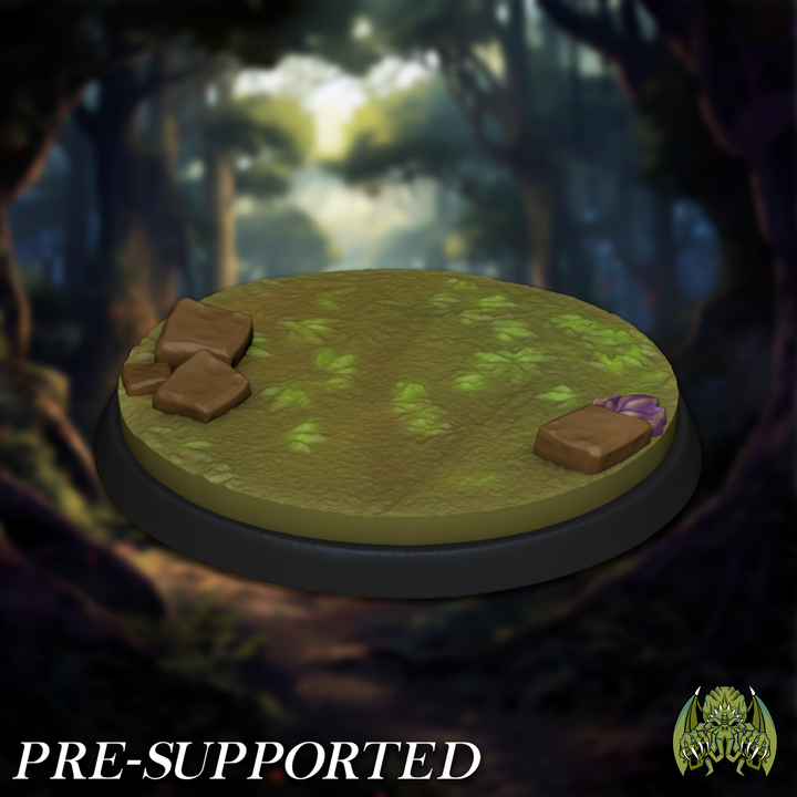 3D Printable Forest Base [PRE-SUPPORTED] 25mm by Miniatures of Madness
