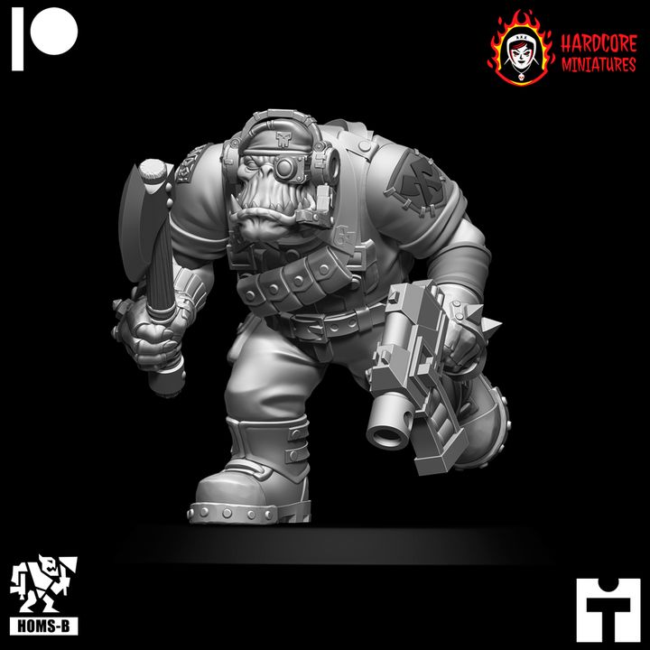 3D Printable Kommando Orcs Retro Heads in Berets by Hardcore Miniatures