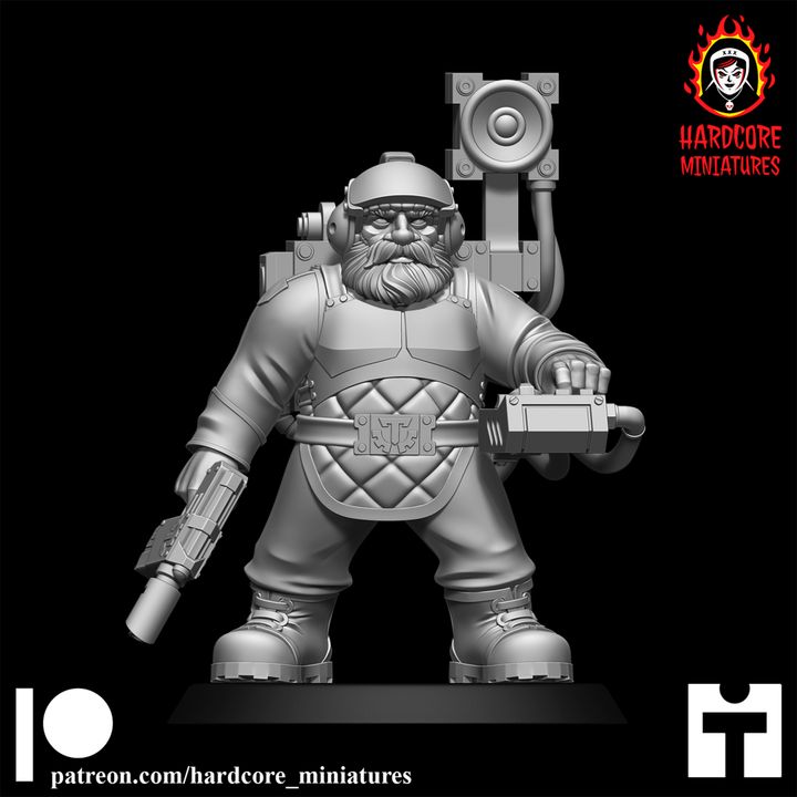 3D Printable Space Dwarf Musician #1 by Hardcore Miniatures