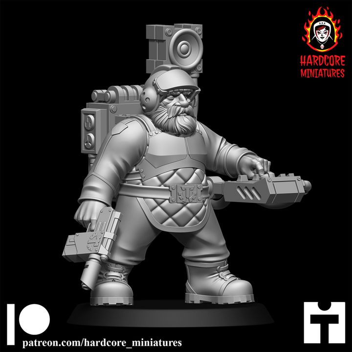 3D Printable Space Dwarf Musician #1 by Hardcore Miniatures