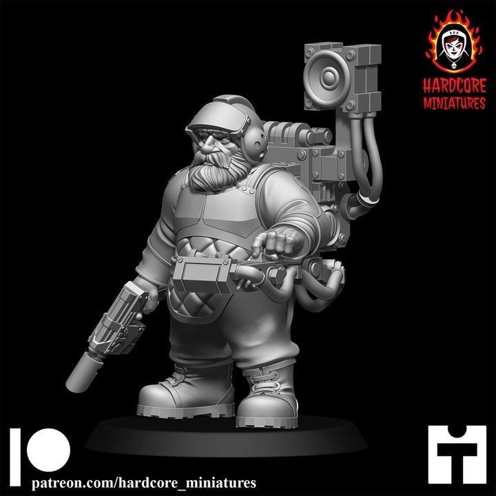 3D Printable Space Dwarf Musician #1 by Hardcore Miniatures