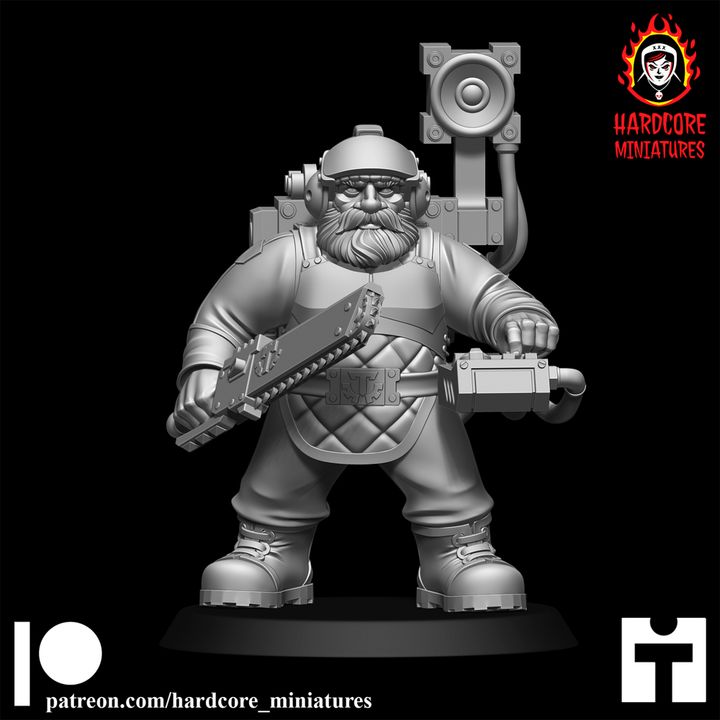 3D Printable Space Dwarf Musician #1 by Hardcore Miniatures