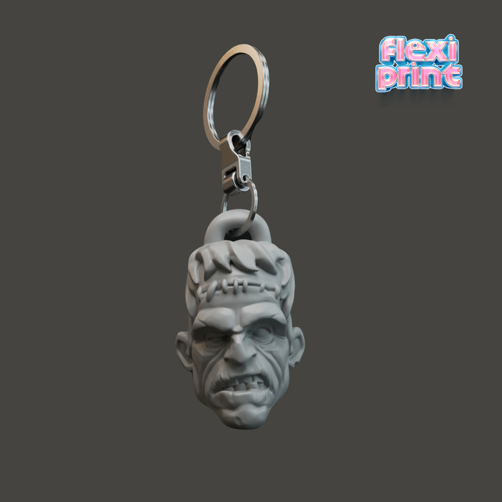 3D Printable Frankenstein's Head Keychain | Flexi Print by Flexi Print
