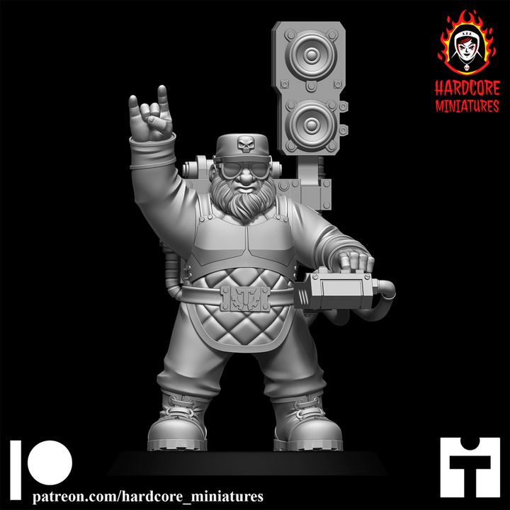 3D Printable Space Dwarf Musician #2 by Hardcore Miniatures