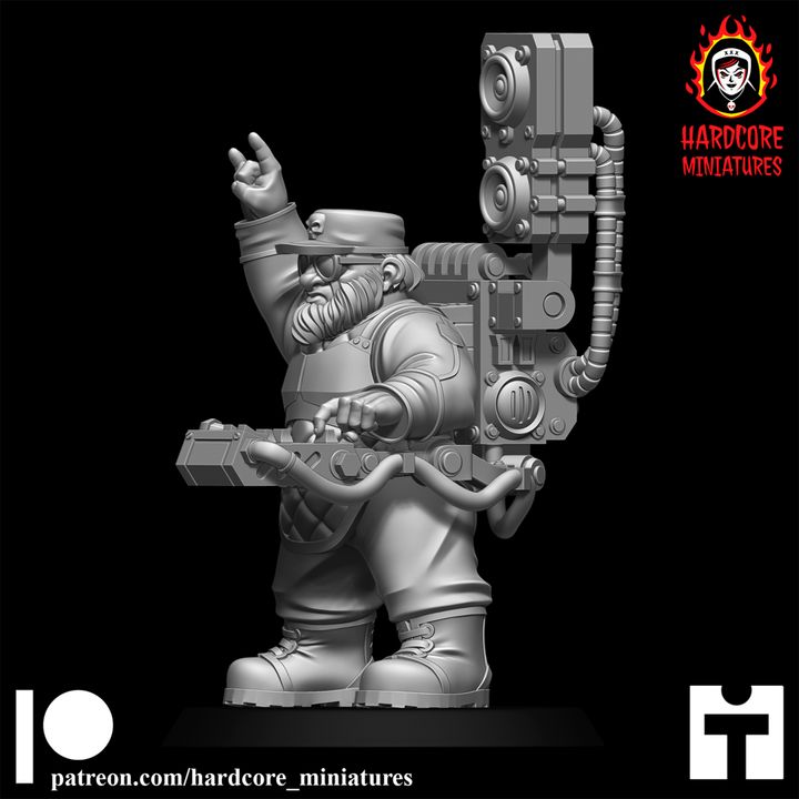 3D Printable Space Dwarf Musician #2 by Hardcore Miniatures