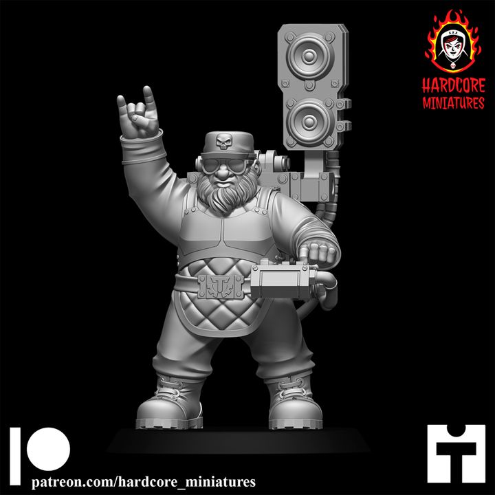 3D Printable Space Dwarf Musician #2 by Hardcore Miniatures