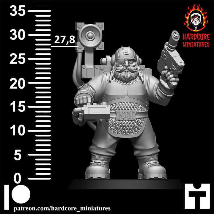 3D Printable Space Dwarf Musician #3 by Hardcore Miniatures