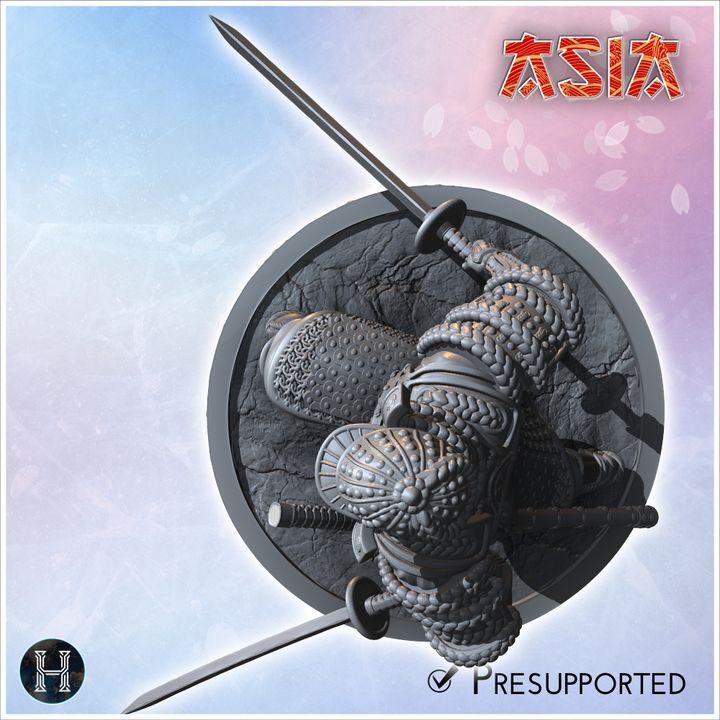 3D Printable Dual-wielding samurai warrior in combat stance with two ...