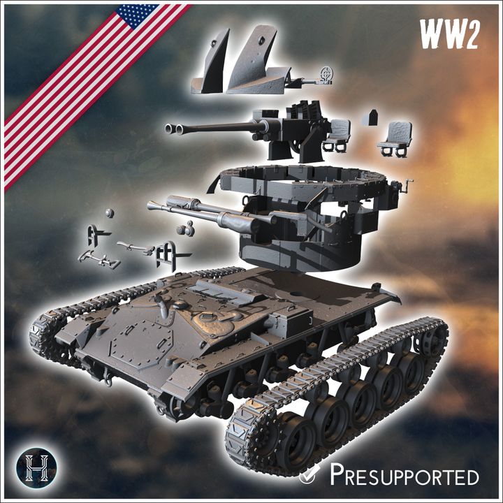 3D Printable M19A1 Gun Motor Carriage (combat damaged version) - USA US ...