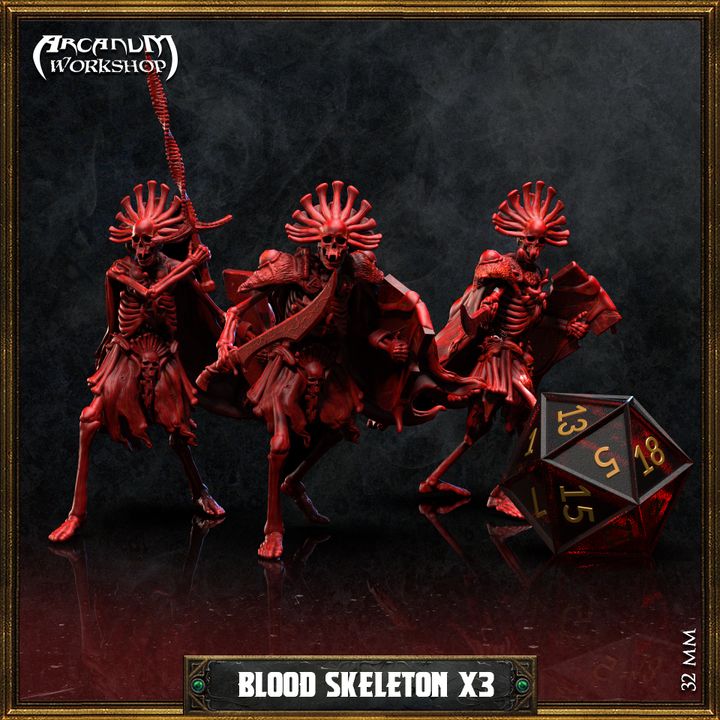 3D Printable Blood Skeletons (32mm) by Arcanum Workshop