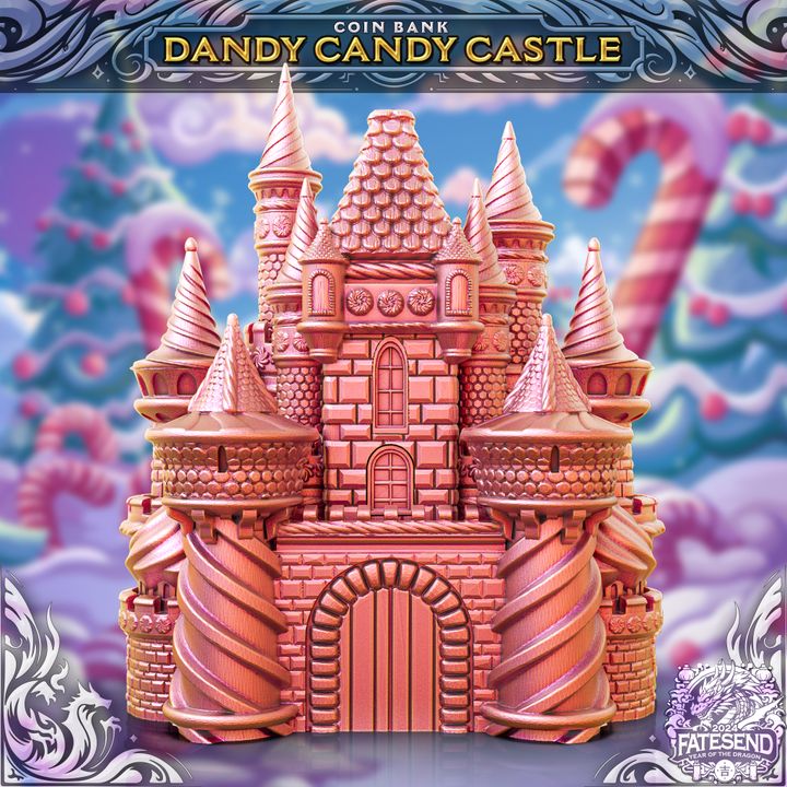 3D Printable Dandy Candy Castle Coin Bank - SUPPORT FREE! by FatesEnd