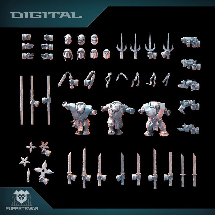 3D Printable Orc Ninja Team by Puppetswar Miniatures