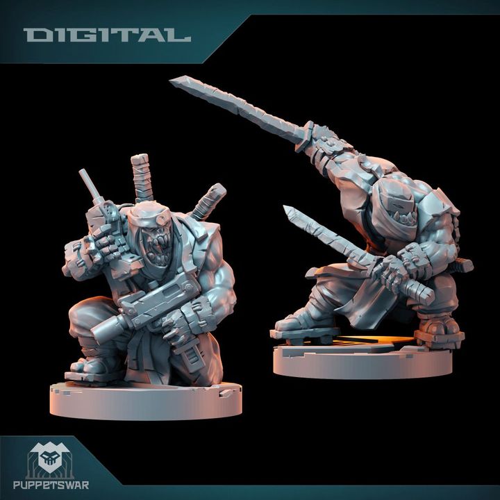 3D Printable Orc Ninja Team by Puppetswar Miniatures
