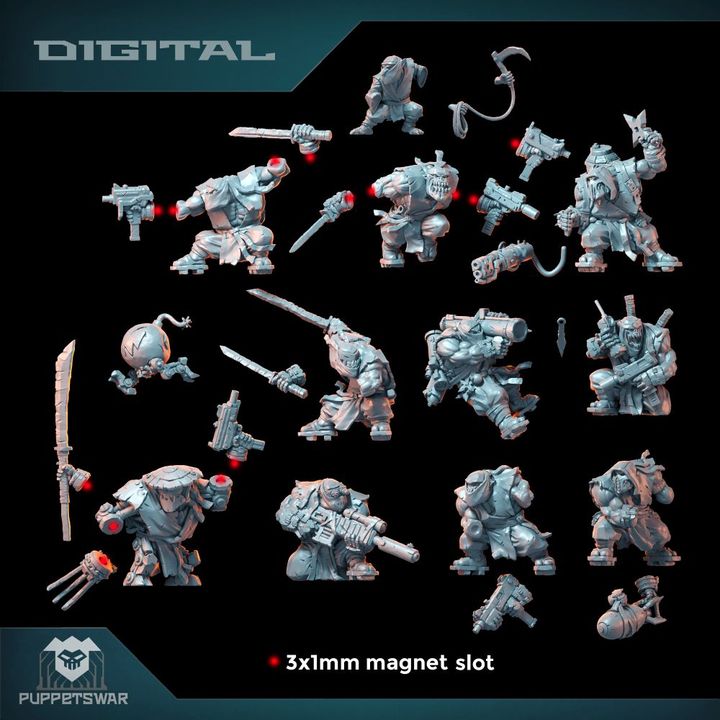 3D Printable Orc Ninja Team by Puppetswar Miniatures