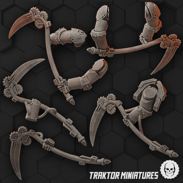 3D Printable Mk Hex Plague Tyrant Scythes by Traktor Miniatures