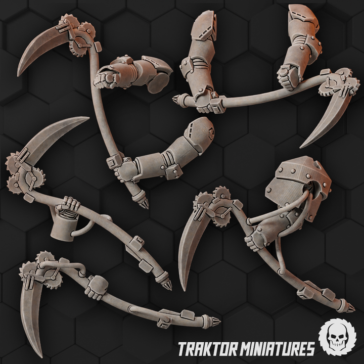 3D Printable Mk Hex Plague Tyrant Scythes by Traktor Miniatures