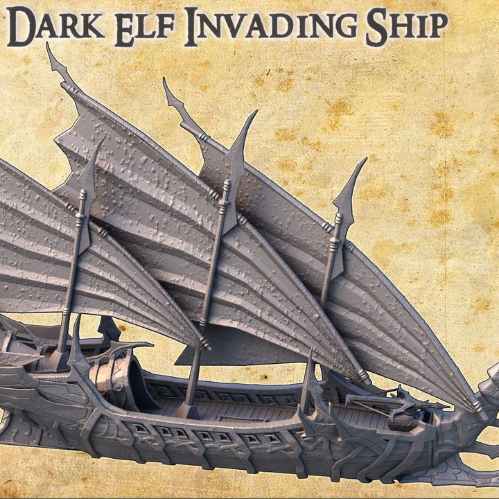 3D Printable Dark Elf Invading Ship - Tabletop Terrain - 28 MM by ...