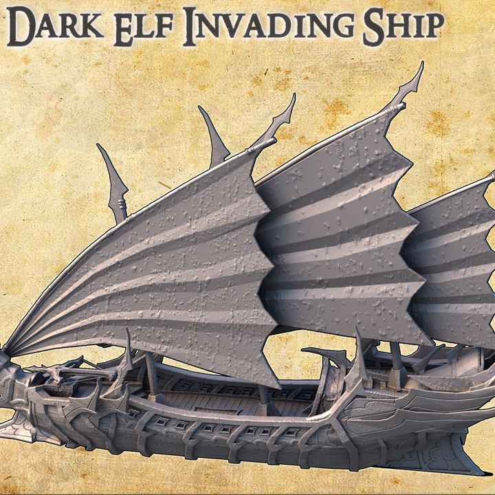 3D Printable Dark Elf Invading Ship - Tabletop Terrain - 28 MM by ...