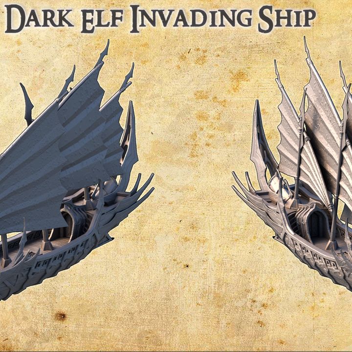 3D Printable Dark Elf Invading Ship - Tabletop Terrain - 28 MM by ...