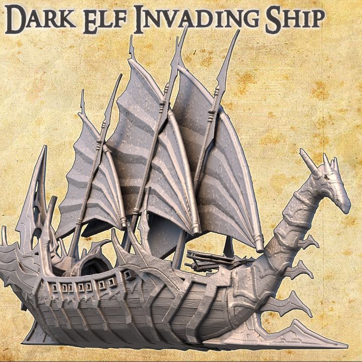 3D Printable Dark Elf Invading Ship - Tabletop Terrain - 28 MM by ...