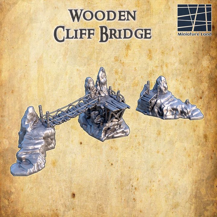 3D Printable Wooden Cliff Bridge - Tabletop Terrain - 28 MM by ...