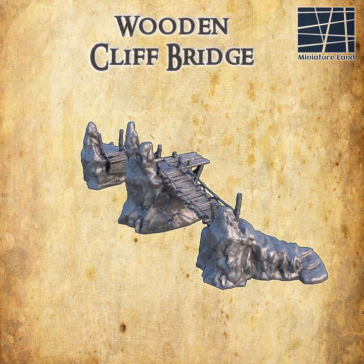 3D Printable Wooden Cliff Bridge - Tabletop Terrain - 28 MM by ...