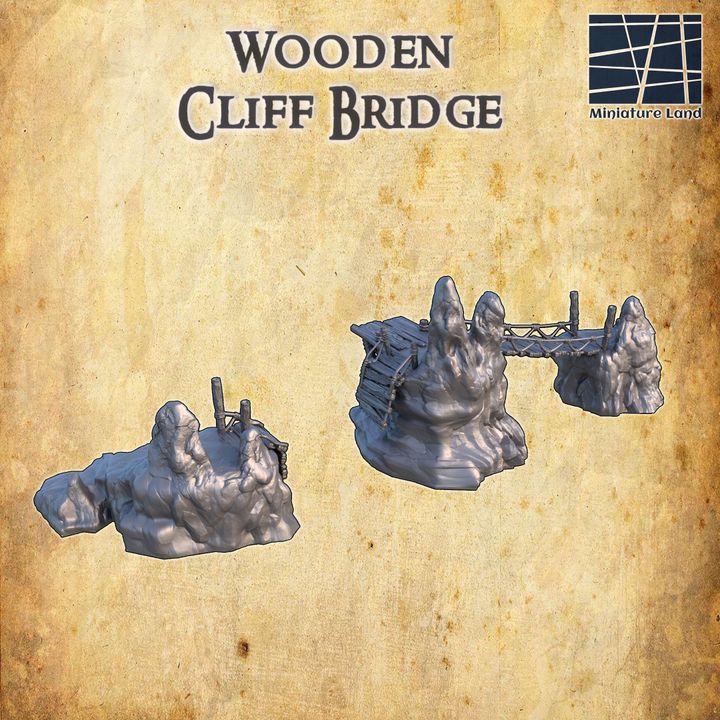 3D Printable Wooden Cliff Bridge - Tabletop Terrain - 28 MM by ...