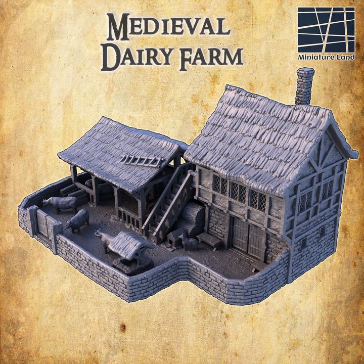 3D Printable Medieval Dairy Farm- Tabletop Terrain - 28 MM by MiniatureLand