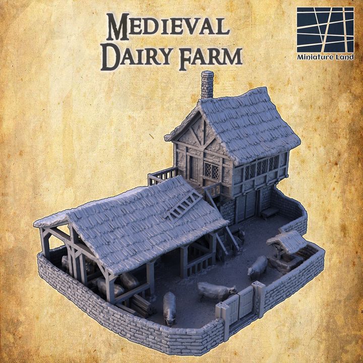 3D Printable Medieval Dairy Farm- Tabletop Terrain - 28 MM by MiniatureLand