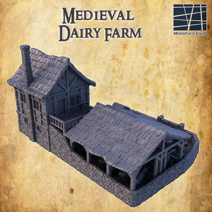 3D Printable Medieval Dairy Farm- Tabletop Terrain - 28 MM by MiniatureLand