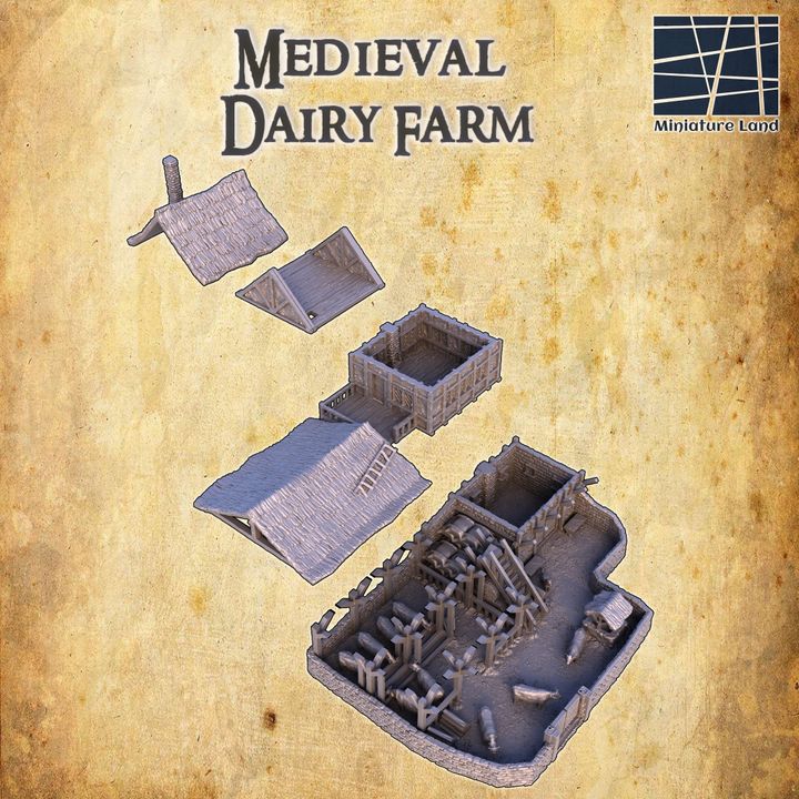 3D Printable Medieval Dairy Farm- Tabletop Terrain - 28 MM by MiniatureLand