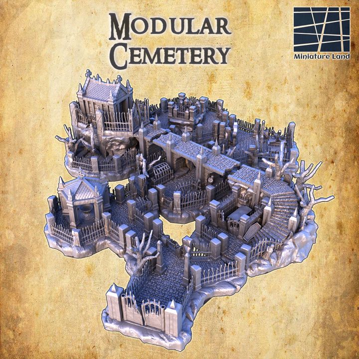 3D Printable Modular Cemetery - Tabletop Terrain - 28 MM by MiniatureLand