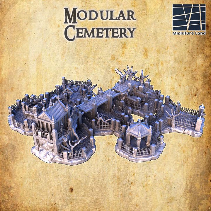 3D Printable Modular Cemetery - Tabletop Terrain - 28 MM by MiniatureLand