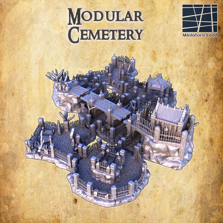 3D Printable Modular Cemetery - Tabletop Terrain - 28 MM by MiniatureLand