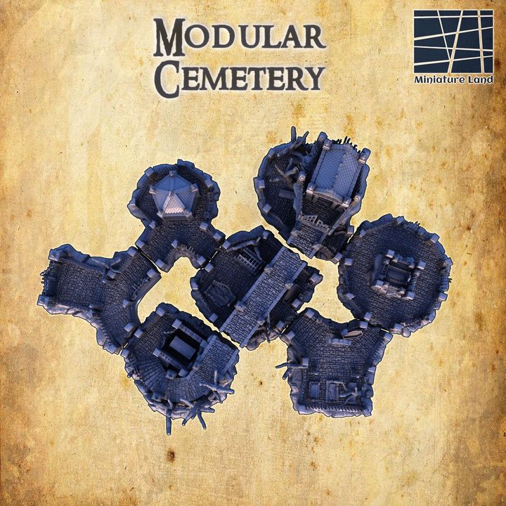 3D Printable Modular Cemetery - Tabletop Terrain - 28 MM by MiniatureLand