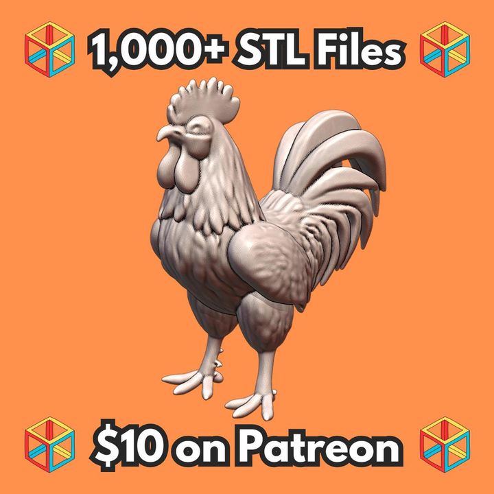 3D Printable 28mm DND Rooster of the Tavern Town Farm Fantasy Miniature ...