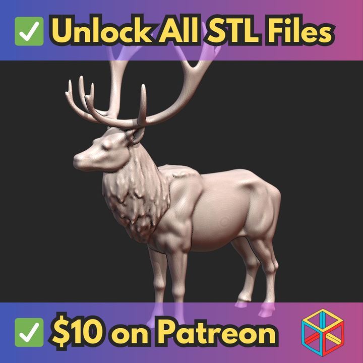 3D Printable 28mm DND Regal Elk Fantasy Miniature MineeForm FDM 3D ...