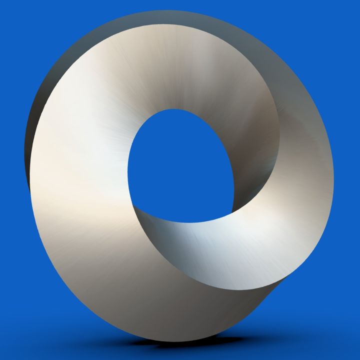 3D Printable stl Monohedral 180 moebius art ribbon by david martin