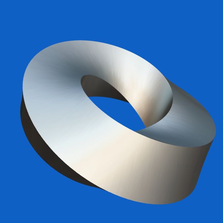 3D Printable stl Monohedral 180 moebius art ribbon by david martin